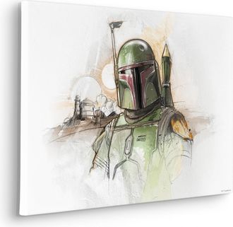 Komar Keilrahmenbild - Star Wars Boba Fett Sketch - Größe: 60 x 40 cm - Kinderzimmer, Wanddekoration