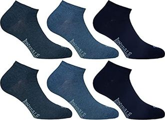 Lonsdale Sneaker 6 paires de chaussettes hauteur cheville, excellente qualité de coton (Bleu assorti, 35-38)