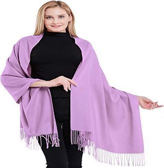 CJ Apparel Violet Clair Couleur Unique Style Tissé en Sergé 100% Cachemire Châle Echarpe Manteau Etole Plaid Pashmina Nouvelle