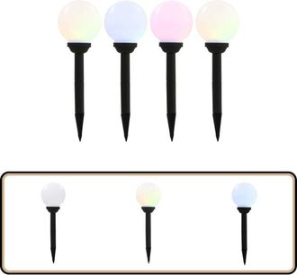 vidaXL Solar-Au&szlig;enleuchten 4 Stk. led Kugelf&ouml;rmig 15 cm rgb - Sonnenlaterne - Outdoor Beleuchtung - Gartenbeleuchtung - led Laterne - Solar Lampen - Home &