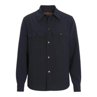Oscar Jacobson Nachtblaue Hemdjacke Maverick - - Jackets - Herren - Blau - XL