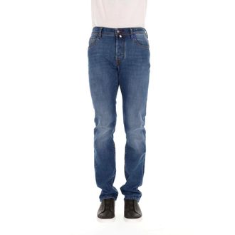 Jacob Cohen Homme, Jeans, Bleu, Taille: W32 Jean Bard avec &Eacute;tiquette en Cuir