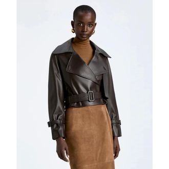 Nour Hammour Nour Hammour, Femme, Vestes, Brun, Taille: 38 FR Hatti Cropped Leather Jacket