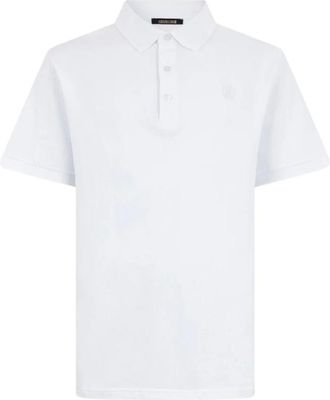 Roberto Cavalli Homme, Tops, Blanc, Taille: 2XL Polo Avec Monogramme