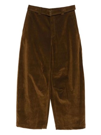 Songzio pantalon en velours à design plissé - Marron