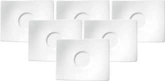 Villeroy & Boch NewWave Tee- und Kaffeeuntertasse, 6er Set, 16 cm, Premium Porzellan, Weiß