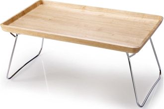 Continenta Bett-Tablett in natur aus Gummibaumholz, 53 x 32 x 7 cm