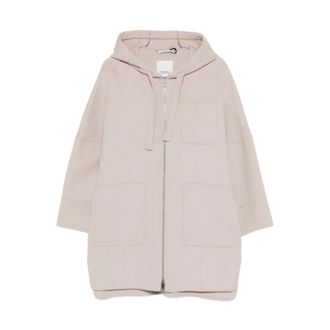 Max Mara Femme, Vestes, Beige, Taille: 38 FR Cappotto cappuccio in lana double