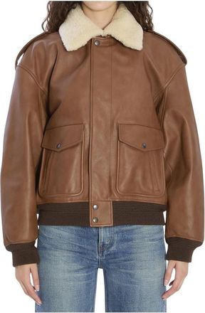 Saint Laurent Shearling-collar Bomber Jacket - - Jackets - Damen - Braun - S