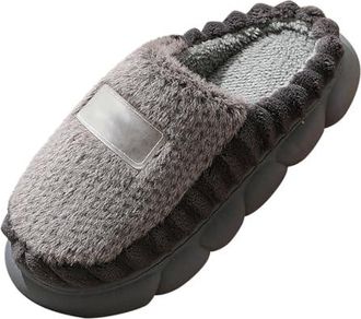 Generic Hommes et femmes Printemps Automne et Hiver Maison Intérieur Épais Peluche Doux Non Silencieux Chaud Enveloppé Toe Couple Même Style Pantoufles en Cot