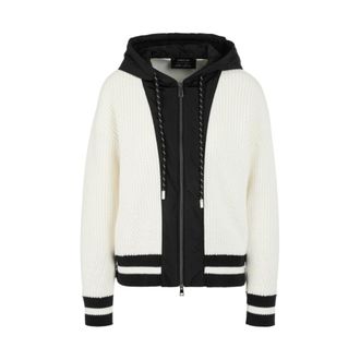 Marc Cain Kontrast Hoodie - - Knitwear - Damen - Wei&szlig; - M