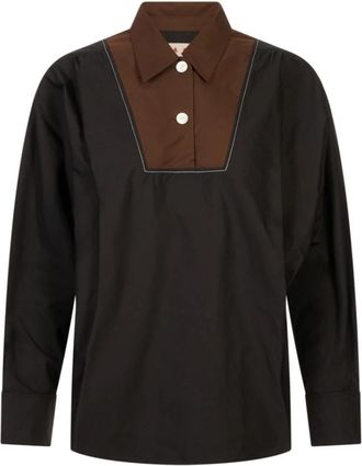 Marni Popeline-Hemd mit Kontrast-Einsatz - - Blouses & Shirts - Damen - Schwarzk - XS