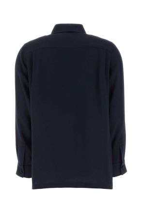 Max Mara Womens Navy Blue Silk Geranio Shirt Blu Marino Exterior: Camicie