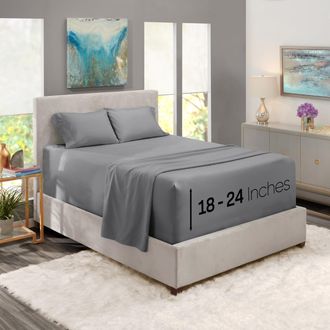 Nestl Bettw&auml;sche-Set f&uuml;r King-Size-Betten, 4-teilig, extra Tiefe Taschen (45,7-61 cm), Mikrofaser, Hotel-Luxus, weich, atmungsaktiv, knitterfrei, pflegeleic