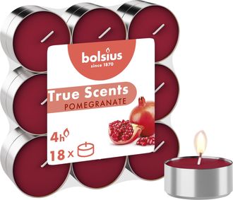 Bolsius Bolsius True Scents - 18 Teelichter - Granatapfel - Brenndauer: 4 Stunden - Innendekoration - nat&uuml;rliche Extrakte - mit nat&uuml;rlichem veganem Wachs