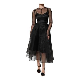 Dolce & Gabbana Schwarzes Sheer Tulle A-Linie Cocktailkleid - - Dresses - Damen - Schwarzk - S