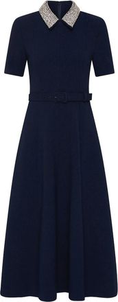 Rebecca Vallance Embellished-collar Belted Dress