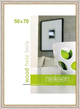 Nielsen Design Bilderrahmen, 50 x 70 cm, Holz, Silber, Posterrahmen zum Aufhängen im Hoch- & Querformat, Echtglas, Derby