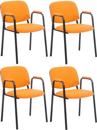 Clp 4er Set Besucherstühle Ken Pro Stoff Mit Gepolsterten Armlehnen Und Stoffbezügen I Polsterstühle Mit Metallgestell, Farbe:orange