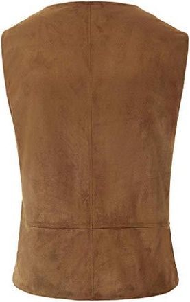 Generic Men Vest Lated Up Sleeveless Solid Gothic (Khaki, XXXL)
