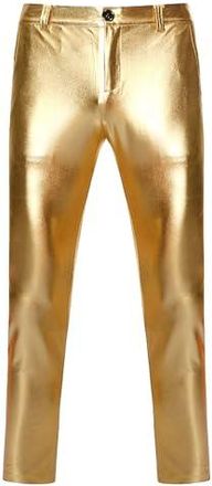 Generic Pantalon de danse extensible dor&eacute; brillant pour homme - Pantalon de danse confortable et d&eacute;contract&eacute; pour les artistes de sc&egrave;ne, dor&eacute;, 3XL