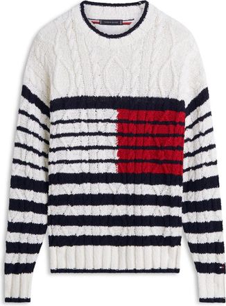 Tommy Hilfiger Grobstrick Pullover mit Streifen- und Flag-Muster in
