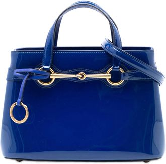 Gucci Hobo Bags - Patent Bright Bit Satchel - Gr. unisize - in Blau - f&uuml;r Damen