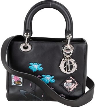 Dior Crossbody Bags - Christian Dior Black Leather Patch Embellished Lad - Gr. unisize - in Schwarz - f&uuml;r Damen