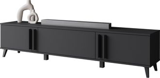 Mirjan24 TV-Schrank Hailea 183, Fernsehschrank, Unterschrank, TV-Lowboard mit 3 Klappen/T&uuml;ren, innen mit 3 F&auml;chern, Fernsehtisch (Schwarzer Graphit)