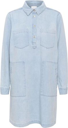 Part Two Femme, Robes, Bleu, Taille: 42 FR Robe en Denim avec Col Chemise et Poches