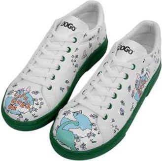 Dogo Femme Cuir Vegan Blanc Baskets - Life Goes on Motif