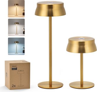 Philips Kabellose Tischleuchte, tragbar, LED, f&uuml;r den Au&szlig;enbereich, batteriebetrieben, wiederaufladbar, 2 verstellbare H&ouml;hen, Touch-Steuerung und 3 Farben mit