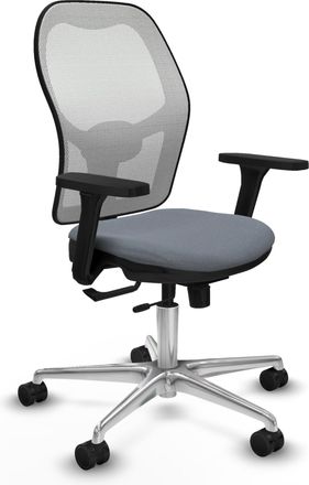 Piqueras y Crespo Schreibtischstuhl, wei&szlig; und grau, mit 3D-Armlehnen, h&ouml;henverstellbare Lendenwirbelst&uuml;tze, ausgestattet mit Syncro/Traslack und injiziertem Schaumstoff