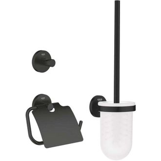 GROHE QuickFix Start - Set daccessoires de toilette 3 en 1, noir mat 412042430 - Grohe