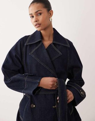 Mango Alma - Veste densemble en denim de coton &agrave; taille cintr&eacute;e - Indigo-Bleu