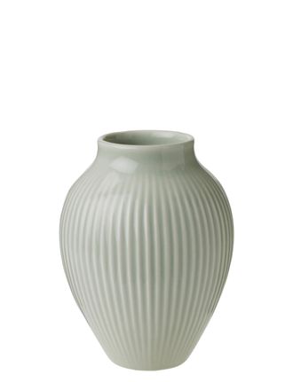 Knabstrup Keramik Vase, H 12,5 cm geriffelt, Mint