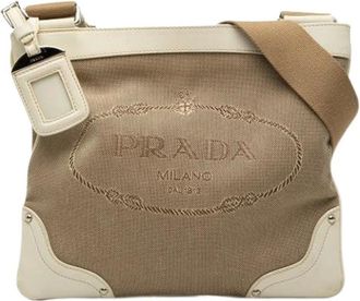 Prada Sac bandouli&egrave;re en toile Pre-owned - Femme - Pre-owned - Beige - Taille: ONE Size