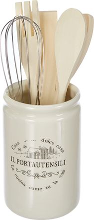 Tognana La Dolce Casa di Campagna, Set aus Schöpfkelle und Behälter, Keramik und Holz