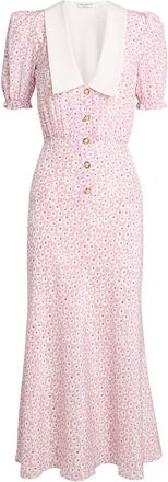 Alessandra Rich Floral Print Midi Dress Size S