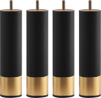 Generic 4 Schwarze, Runde Ersatzf&uuml;&szlig;e F&uuml;r Sofas Und Couches, Massivholz-M&ouml;belbeine, Vorgebohrte M8-Schrauben, Schrankf&uuml;&szlig;e, F&uuml;r Kommoden, Hocker Und St&uuml;hle(Blac