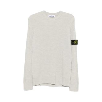 Stone Island Pullover mit Rippstrick und Logo-Patch - - Knitwear - Herren - Grau - L