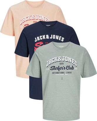 Jack & Jones Herren T-Shirts im 3er-Set Multipack S-7XL (Big Fit Mix 3, 5XL)