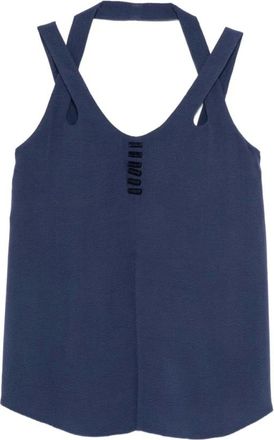 Emporio Armani Femme, Blouses et Chemises, Bleu, Taille: 38 FR Top &agrave; col en V