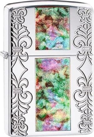 Zippo Sturmfeuerzeug - Classy Shell, Armor High Polish Chrome, Deep Carve/Fusion - Nachfüllbar - Wiederverwendbar - Windfestes Design - Geschenkbox - Made i