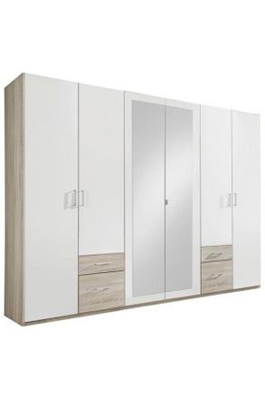 MID.YOU Mid.you Dreht&uuml;renschrank Wimex Freiburg, Wei&szlig;, Eiche, Kunststoff, 3 F&auml;cher, 4 Schubladen, 270x210x58 cm, Schlafzimmer, Kleiderschr&auml;nke, Dreht&uuml;renschr&auml;