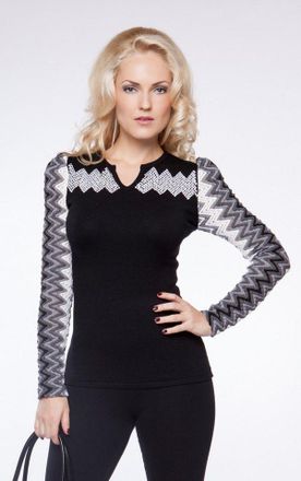 Passioni Strickpullover mit Pailletten-Zickzack-Detail und strukturierten Strick&auml;rmeln