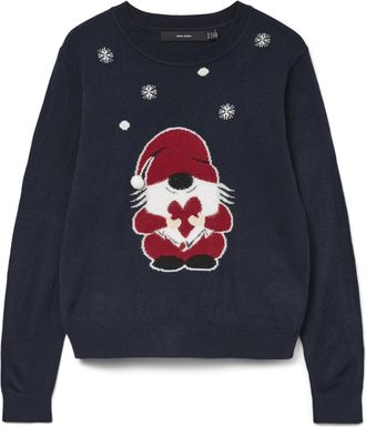 Vero Moda Damen Vmcute Ls O-Neck Pullover Xmas Box, Navy Blazer, L