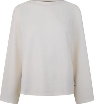HUGO BOSS Pullover Top f&uuml;r Herren/Damen Unisex, U-Boot-Ausschnitt, Waffelstrick (Wei&szlig;)