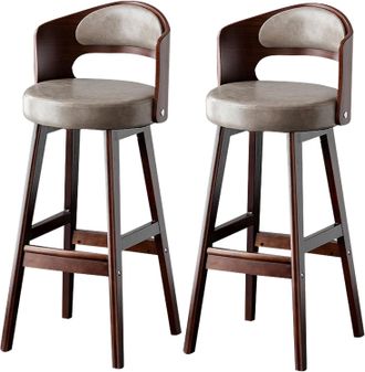 Generic Hoher Barhocker f&uuml;r die K&uuml;che, gepolstert mit PU-Leder, Holzbeine, Hohle R&uuml;ckenlehne, 136 kg belastbar, geeignet f&uuml;r K&uuml;cheninseln, Caf&eacute;s, Bartheken un