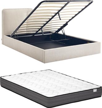 Vente-Unique Bett mit Stauraum 160 x 200 cm + Matratze - Cordvelours - Beige - NAYOLA